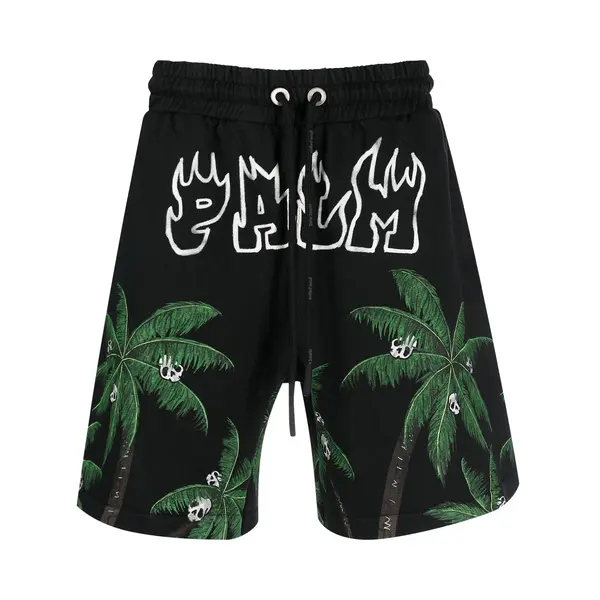 Palm Angels Palms And Skull Vintage Sweatshorts - Black