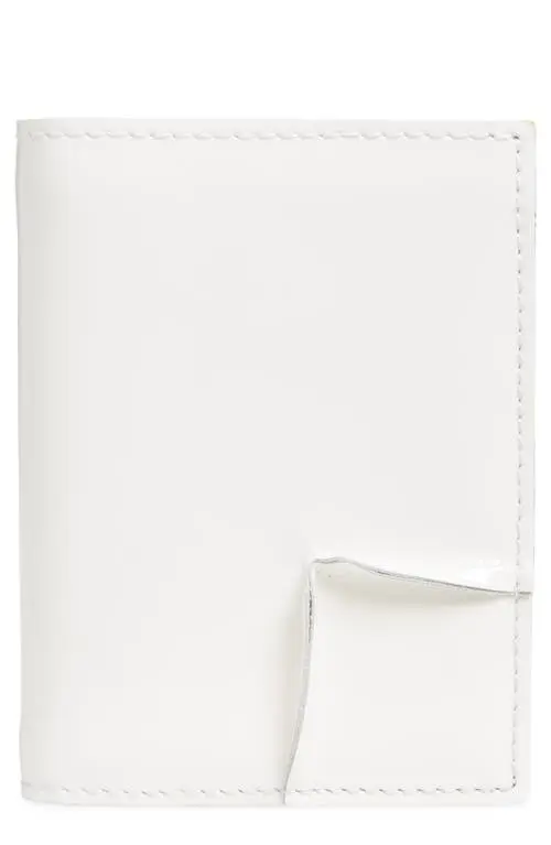 Comme Des Garçons Reversed Corner Patent Leather Card Case - White