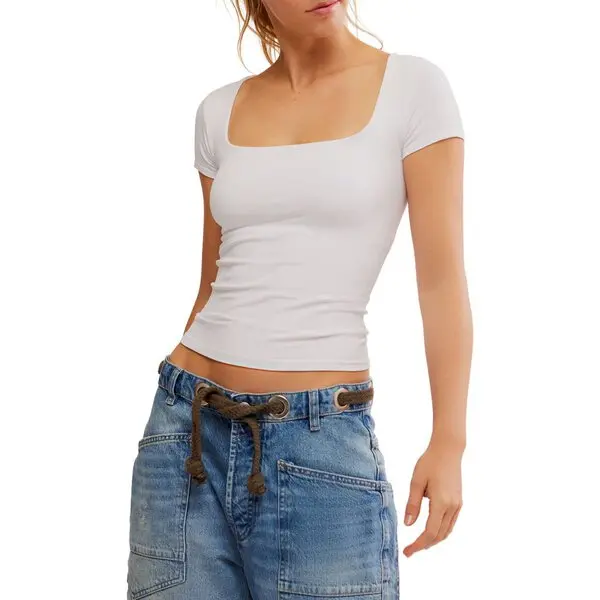 Free People Clean Lines Baby T-shirt - White
