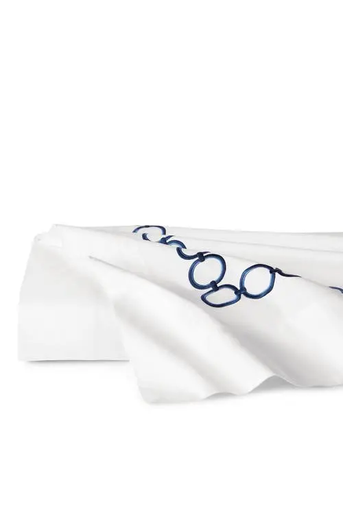 SFERRA Catena Flat Sheet - White/ Navy
