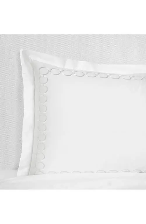 SFERRA Catena Cotton Percale Boudoir Pillow Sham - White/ Lunar