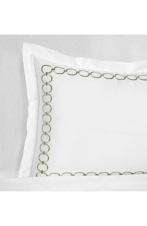 SFERRA Catena Cotton Percale Boudoir Pillow Sham - White/ Willow