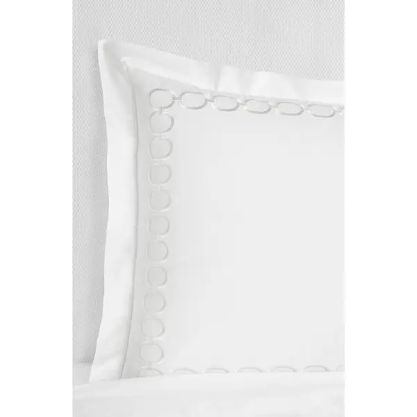 SFERRA Catena Cotton Percale Euro Pillow Sham - White/ Lunar