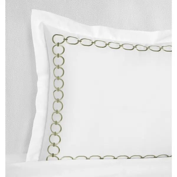 SFERRA Catena Cotton Percale Euro Pillow Sham - White/ Willow