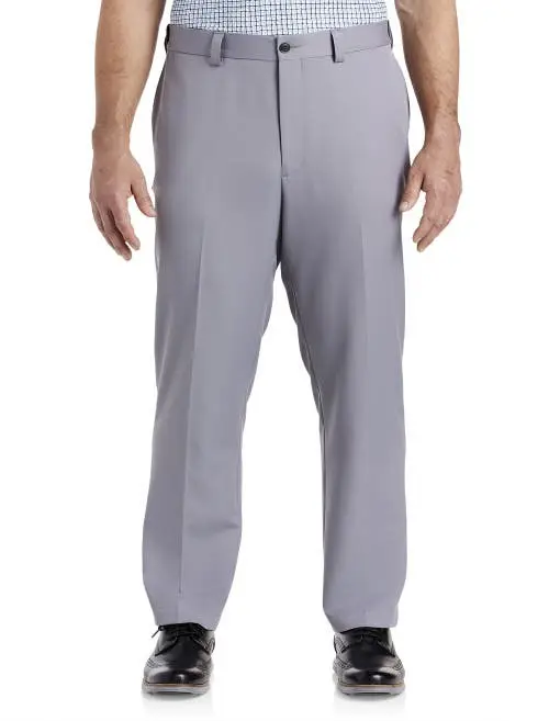 OAK HILL BY DXL Microfiber Waist-relaxer Pants - Light Grey
