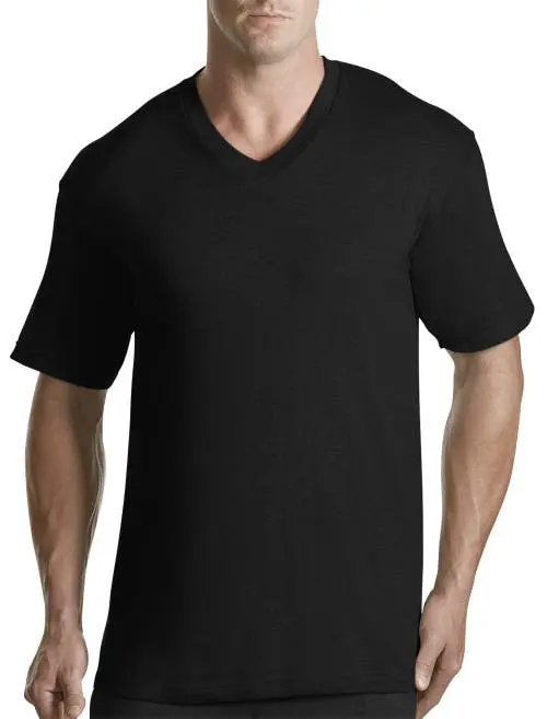 HARBOR BAY BY DXL Big & Tall 3-pk. V-neck T-shirts - Black