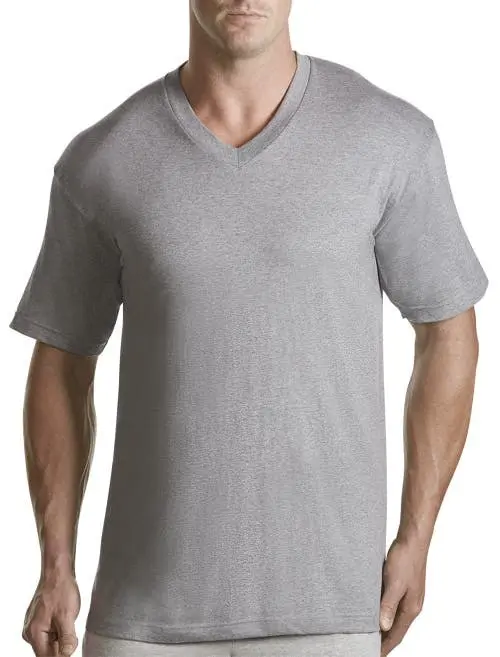 HARBOR BAY BY DXL Big & Tall 3-pk. V-neck T-shirts - Grey