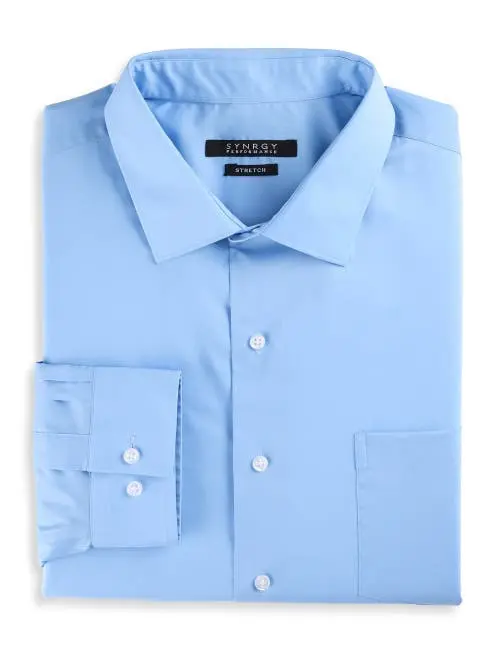 SYNRGY BY DXL Performance Solid Dress Shirt - Blue