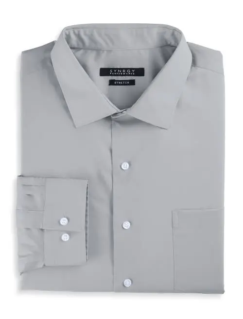 SYNRGY BY DXL Big & Tall Performance Solid Dress Shirt - Grey