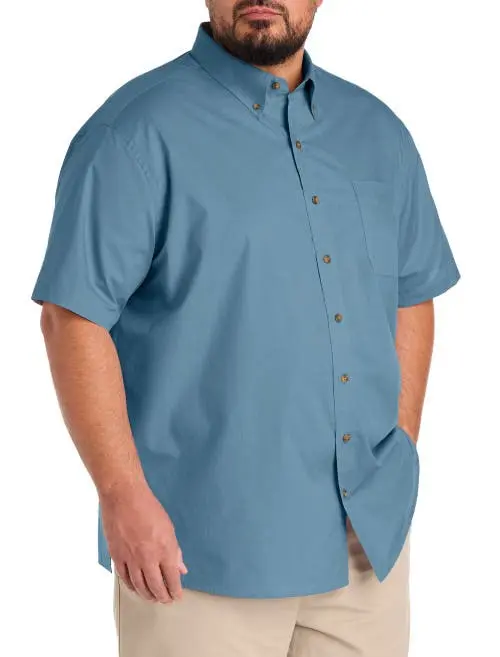 HARBOR BAY BY DXL Easy-care Solid Sport Shirt - Adratic Blue