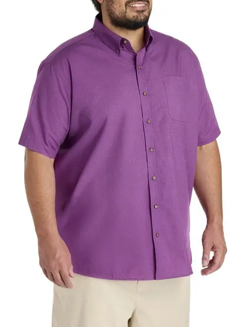 HARBOR BAY BY DXL Easy-care Solid Sport Shirt - Grape Juice