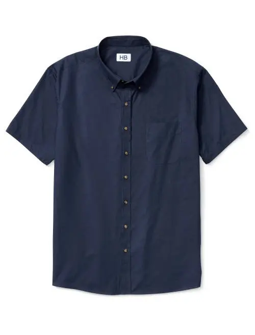 HARBOR BAY BY DXL Easy-care Solid Sport Shirt - Navy
