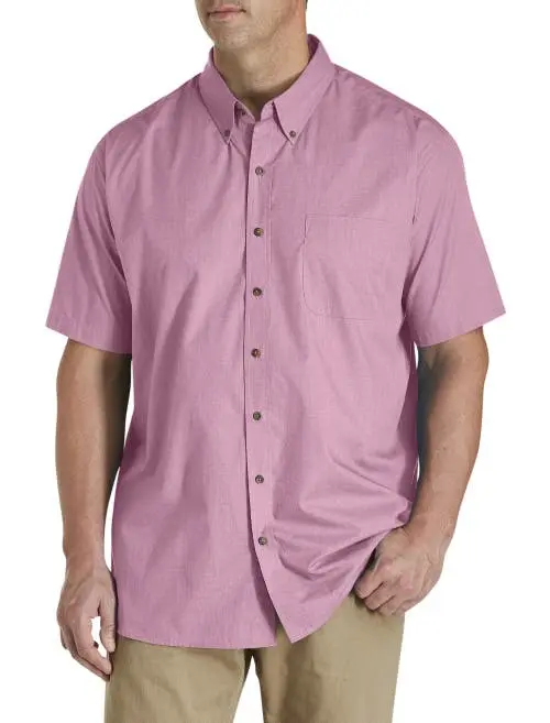 HARBOR BAY BY DXL Easy-care Solid Sport Shirt - Orchid Haze