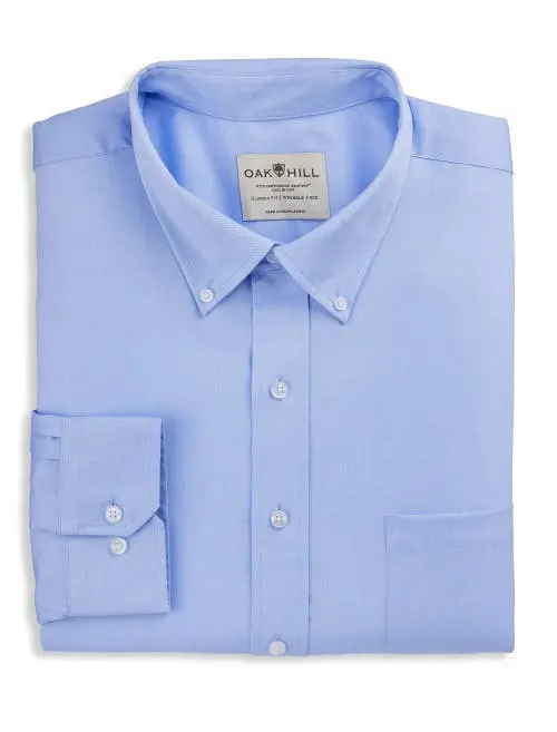 OAK HILL BY DXL Pinpoint Oxford Dress Shirt - Blue