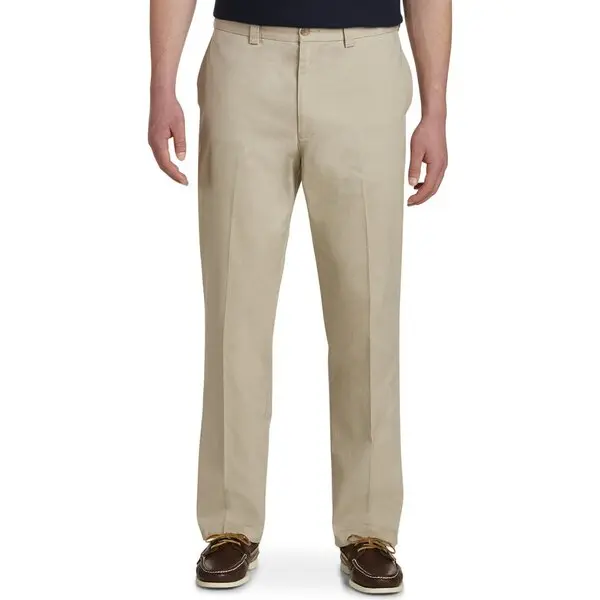 HARBOR BAY BY DXL Waist-relaxer Twill Pants - Khaki