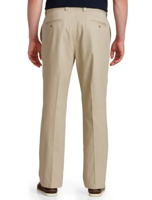 HARBOR BAY BY DXL Waist-relaxer Twill Pants - Khaki