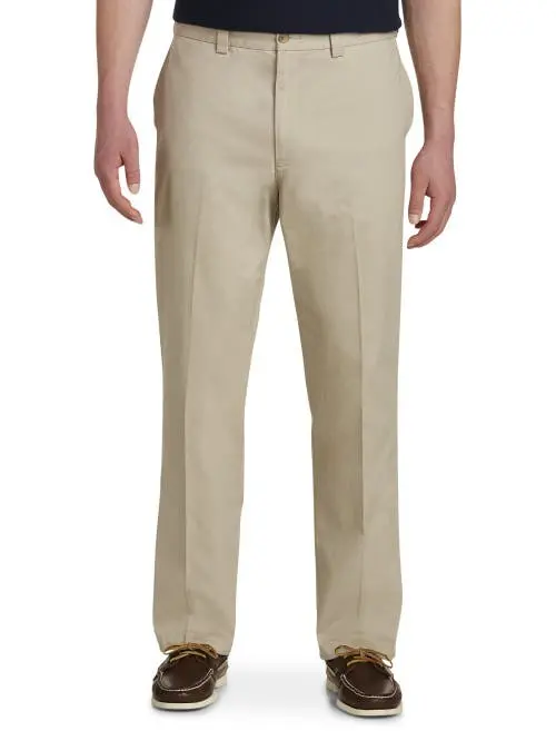 HARBOR BAY BY DXL Waist-relaxer Twill Pants - Khaki