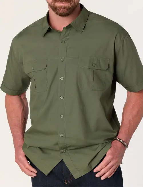 HARBOR BAY BY DXL Big & Tall Co-pilot Sport Shirt - Thyme