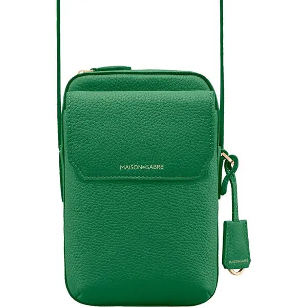 MAISON DE SABRE Leather Zip Phone Pouch - Emerald Green