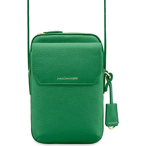 MAISON DE SABRE Leather Zip Phone Pouch - Emerald Green