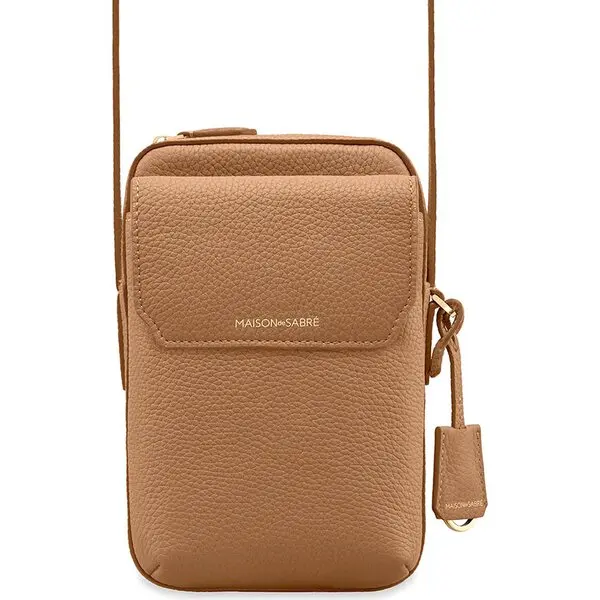 MAISON DE SABRE Leather Zip Phone Pouch - Sandstone Brown