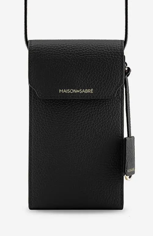 MAISON DE SABRE Leather Phone Pouch - Black Caviar