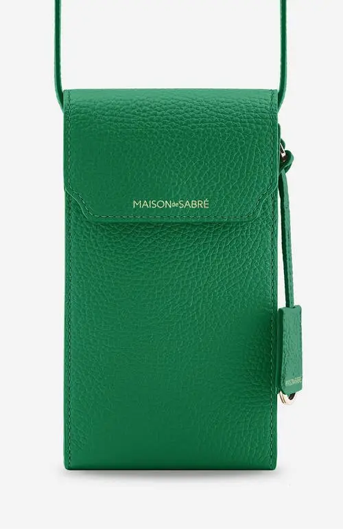 MAISON DE SABRE Leather Phone Pouch - Emerald Green