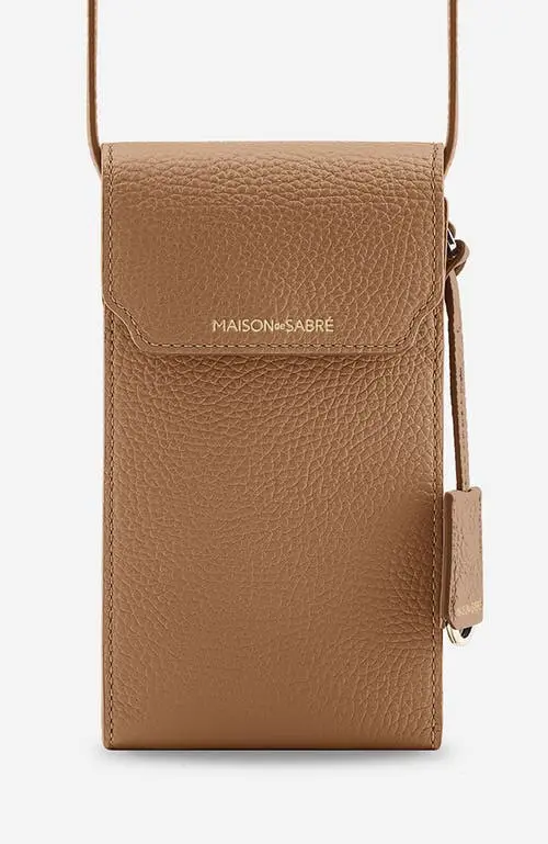 MAISON DE SABRE Leather Phone Pouch - Sandstone Brown