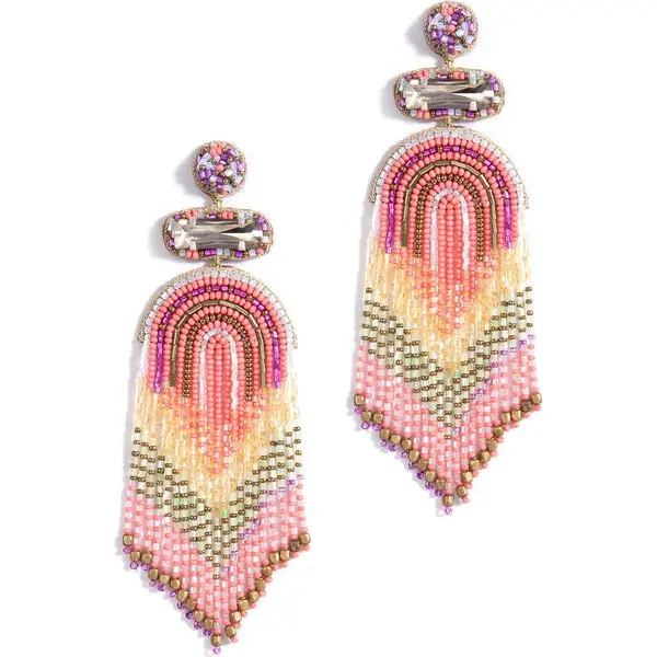 Deepa Gurnani Ishani Beaded Drop Earrings - Coral