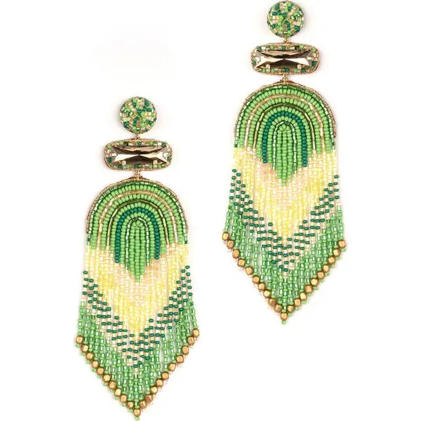 Deepa Gurnani Ishani Beaded Drop Earrings - Lime