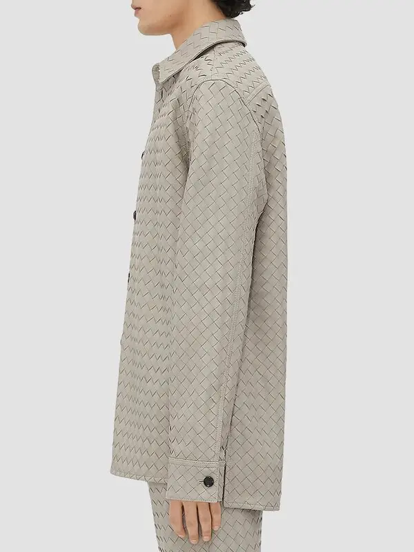 Bottega Veneta Intrecciato Leather Shirt Jacket