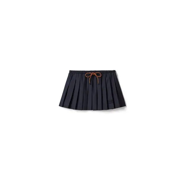 Miu Miu Pleated Batavia Skirt - Navy
