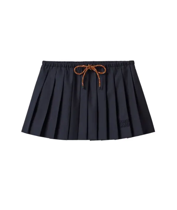 Miu Miu Pleated Batavia Skirt - Navy