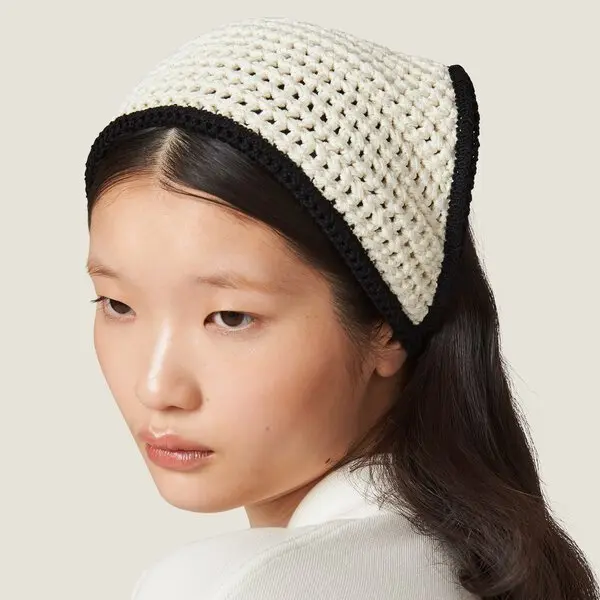 Miu Miu Crochet Bandana - Ivory/Black | Editorialist