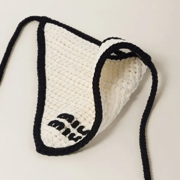 Miu Miu Crochet Headscarf with Black Trim - Women Accessories Miu Miu Crochet Bandana - Ivory/Black | Editorialist main image 2