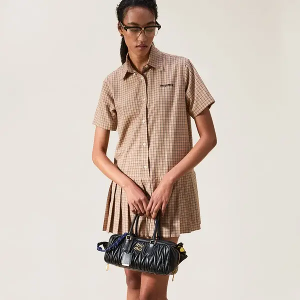 Miu Miu Pleated Check Dress - Cord | Editorialist