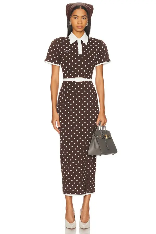 ROWEN ROSE Polo Dress - Brown Polka Dots