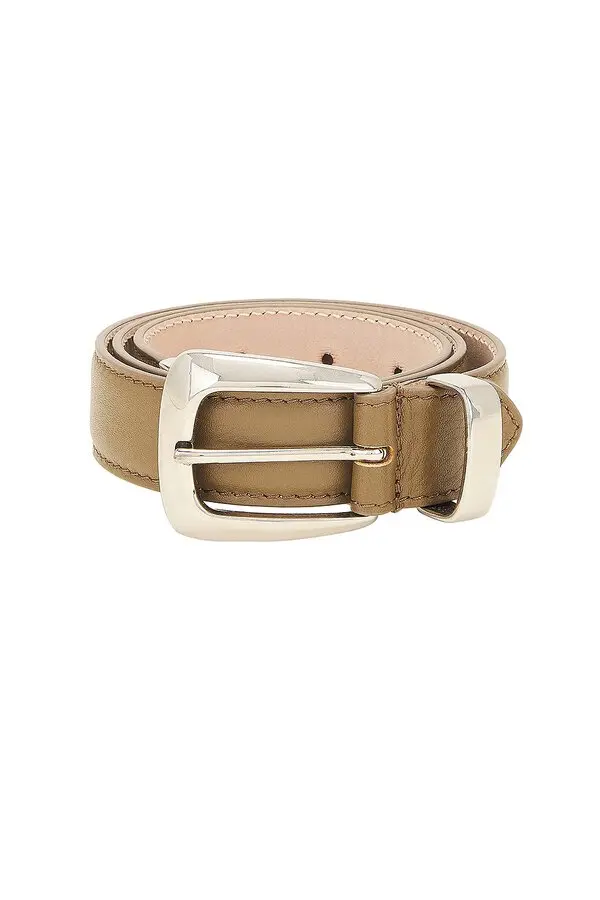 Khaite Benny Leather Belt - Toffee & Antique Silver