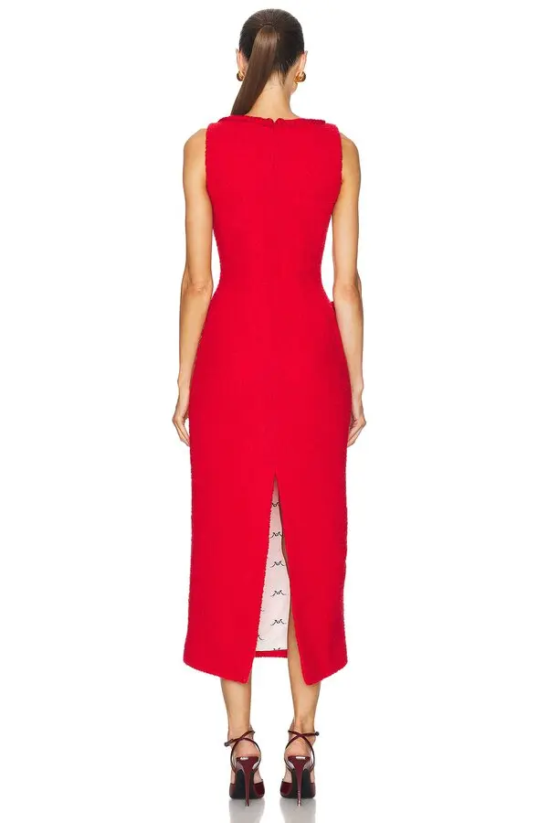 ROWEN ROSE Tweed Sleeveless Long Dress - Red