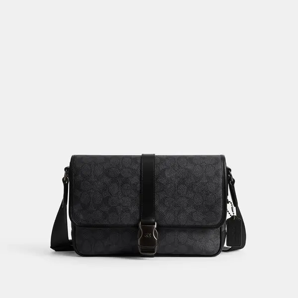 COACH League Messenger Bag In Signature Canvas - Charcoal Signature