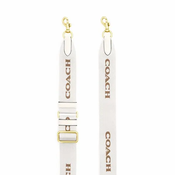 COACH Tonal Signature Webbing Strap - Brass/chalk