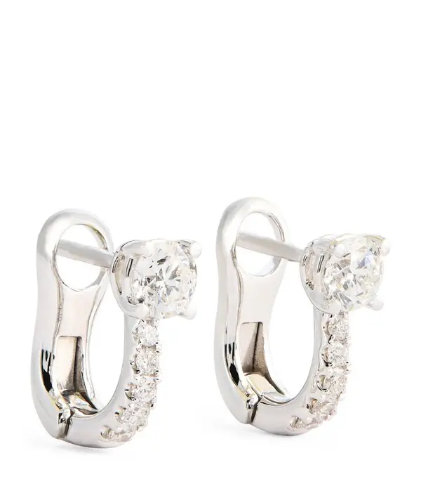 ANITA KO Gold And Pavé Diamond Huggie Earrings - White