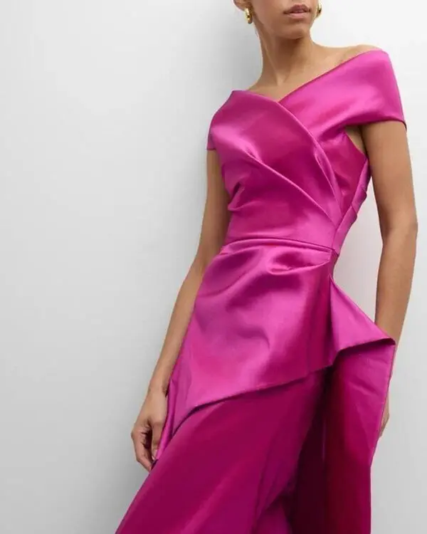 Rickie Freeman For Teri Jon Pleated Peplum Gown