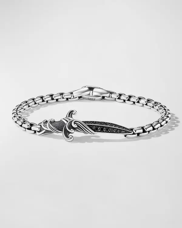 David Yurman Waves Dagger Bracelet With Diamonds - Black