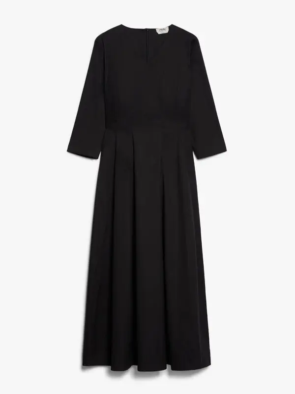 stretch-cotton poplin long midi dress Cotton Poplin Drop Waist Smocked Back Midi Dress With Pockets