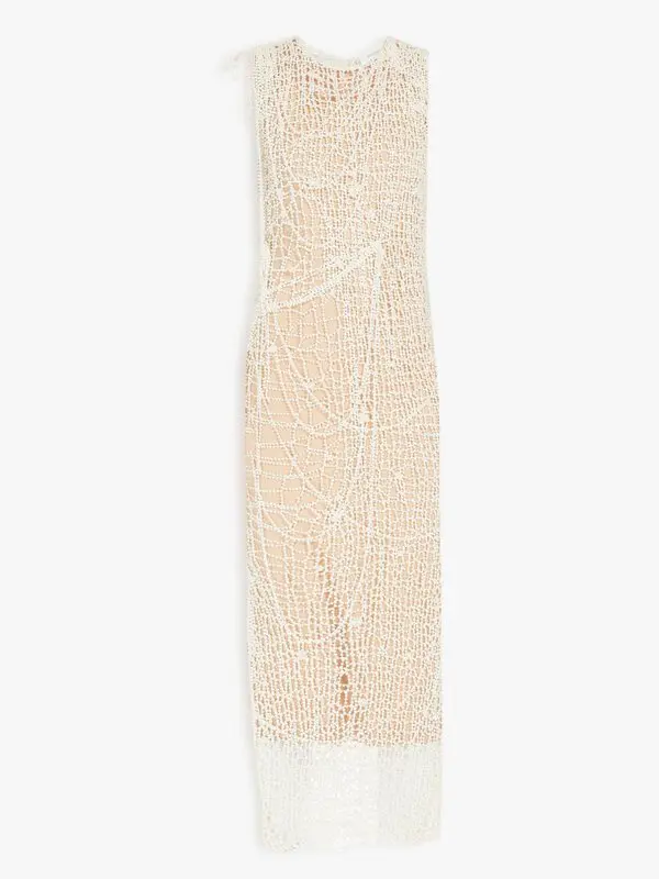Max Mara Long Crochet Dress - White | Editorialist