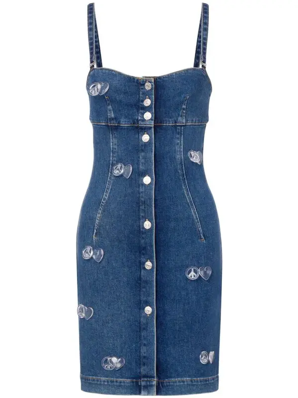 Moschino Appliquéd Denim Minidress - Blue