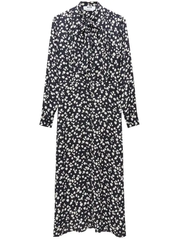 MSGM Spot-print Maxi Dress - Black