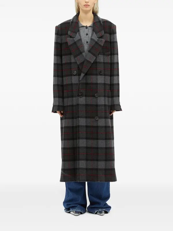 MSGM Checked Double-breasted Coat