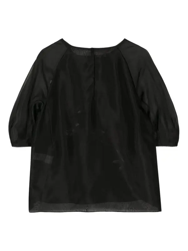 Shiatzy Chen Floral-print Organza Blouse - Black